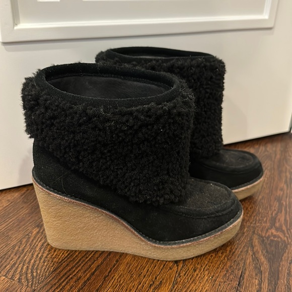 UGG | Shoes | Sherpa Ugg Wedge Bootie | Poshmark